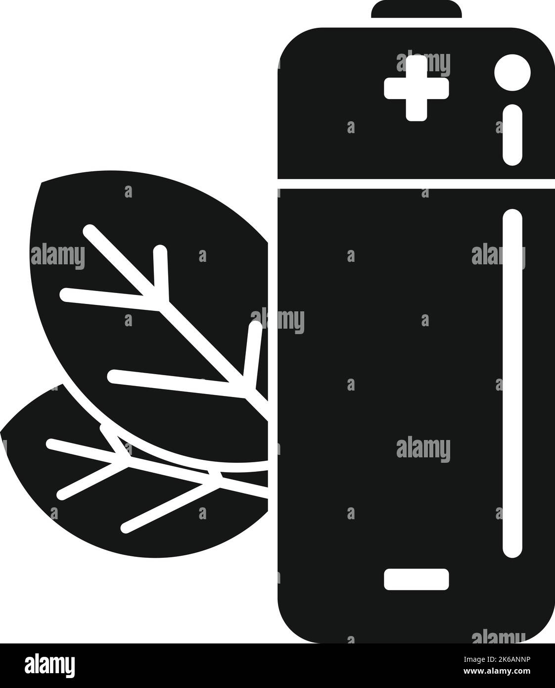Eco charge battery icon flat vector. Nature power. Electric source ...