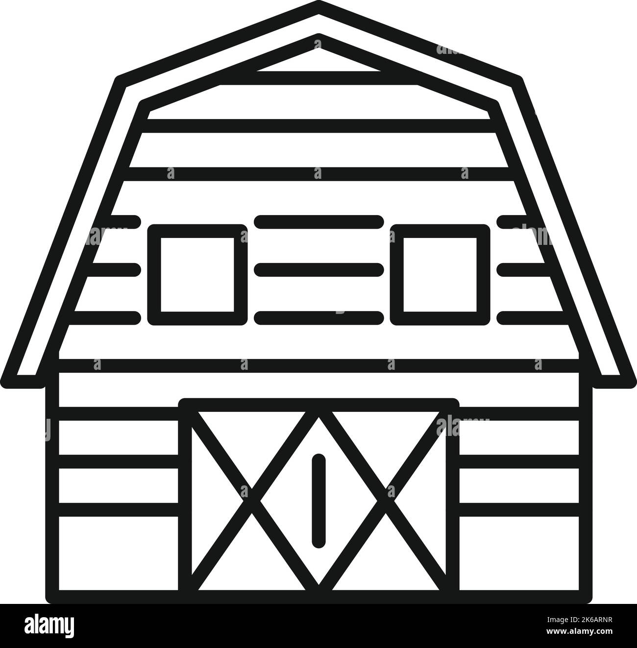 Farm barn icon outline vector. Eco farming. Garden village Stock Vector ...