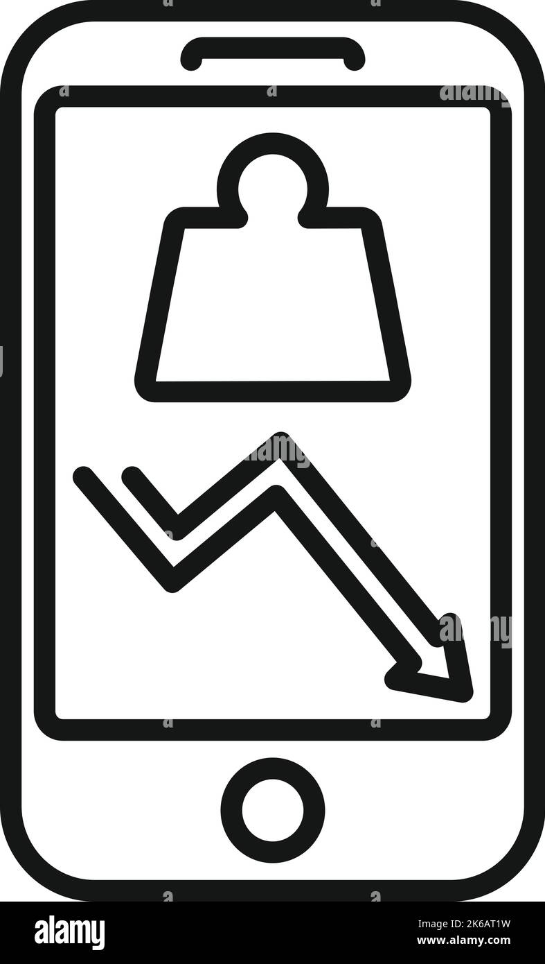 Smartphone fit app icon outline vector. Slim diet. Fat body Stock ...