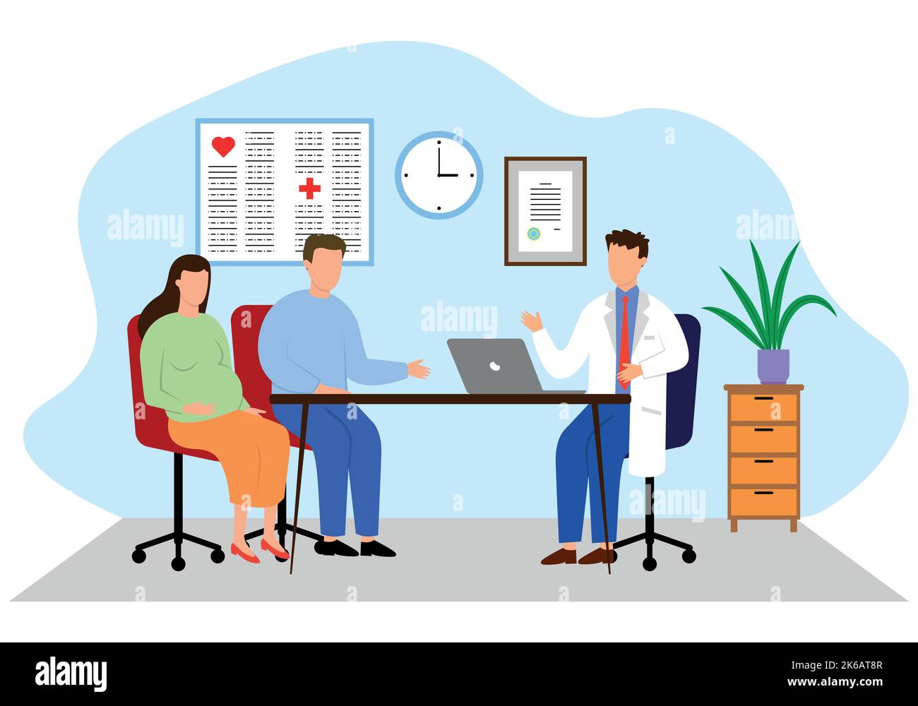 family at the doctors appointment in medical illustration Stock Vector ...
