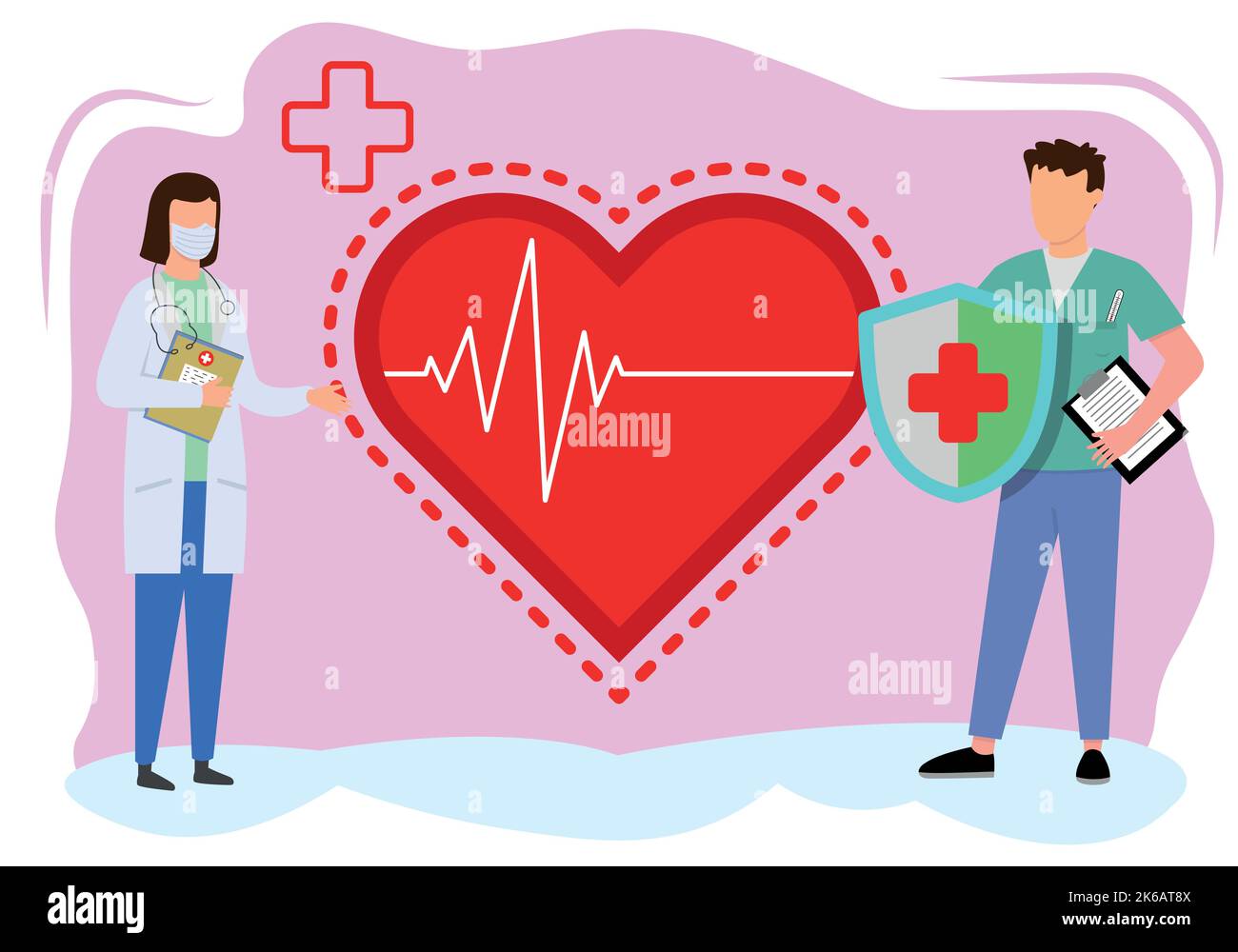 Cartoon man woman wearing medical Cut Out Stock Images & Pictures - Alamy