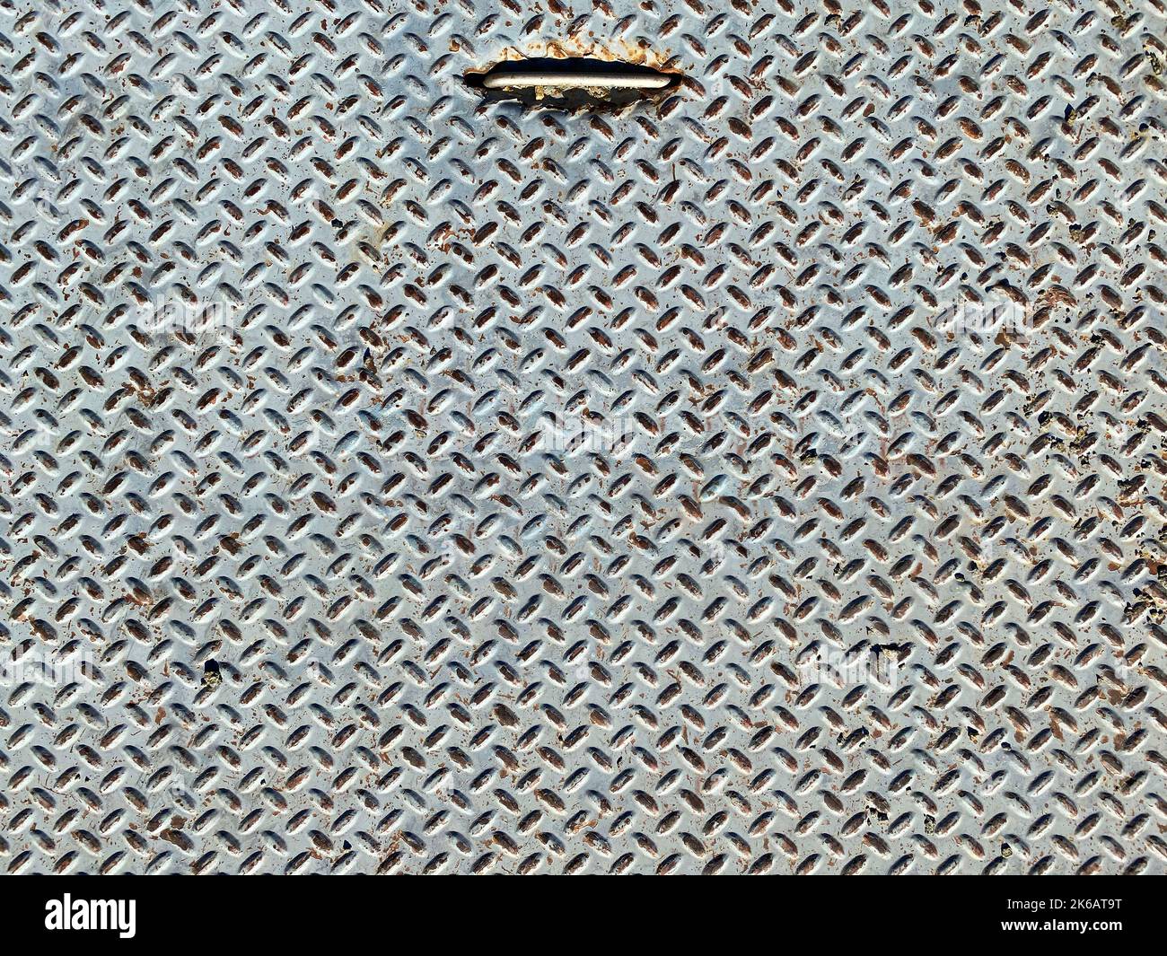 a rusted diamond plate steel door lid iron ridged ship floor trapdoor ...