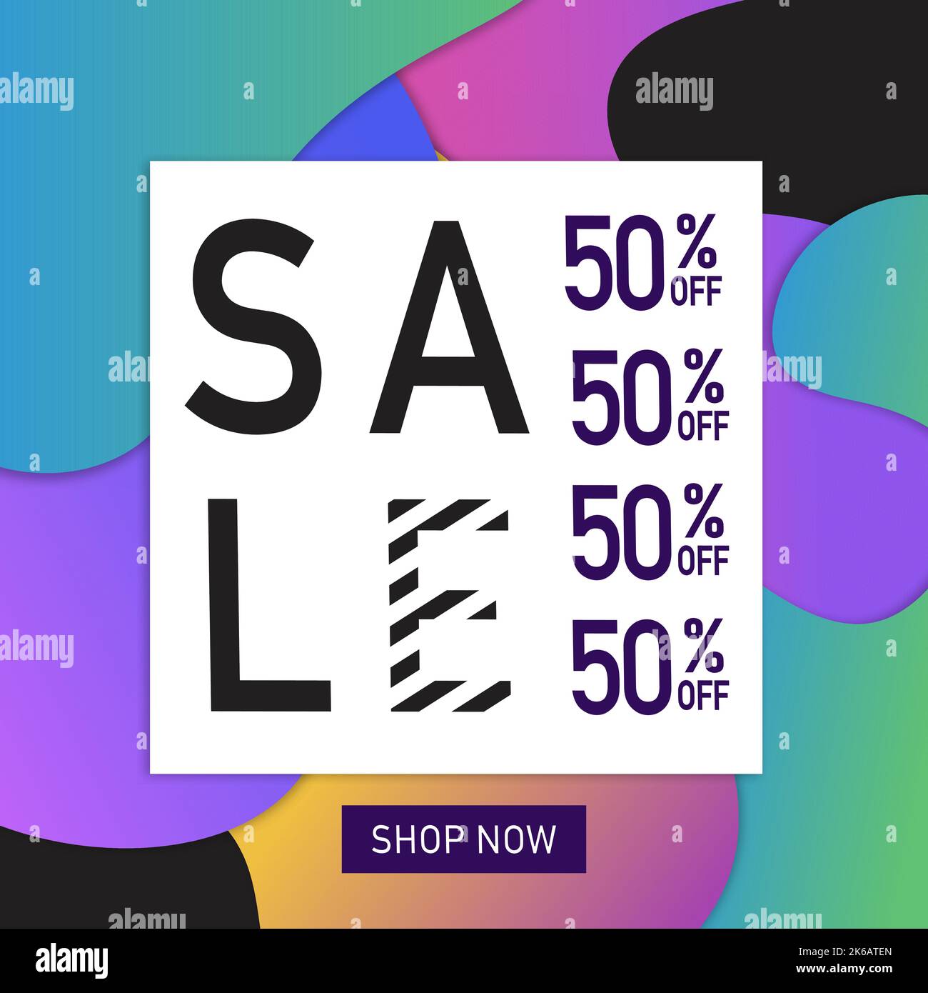 square sale banner with bright gradients illustration Stock Vector ...