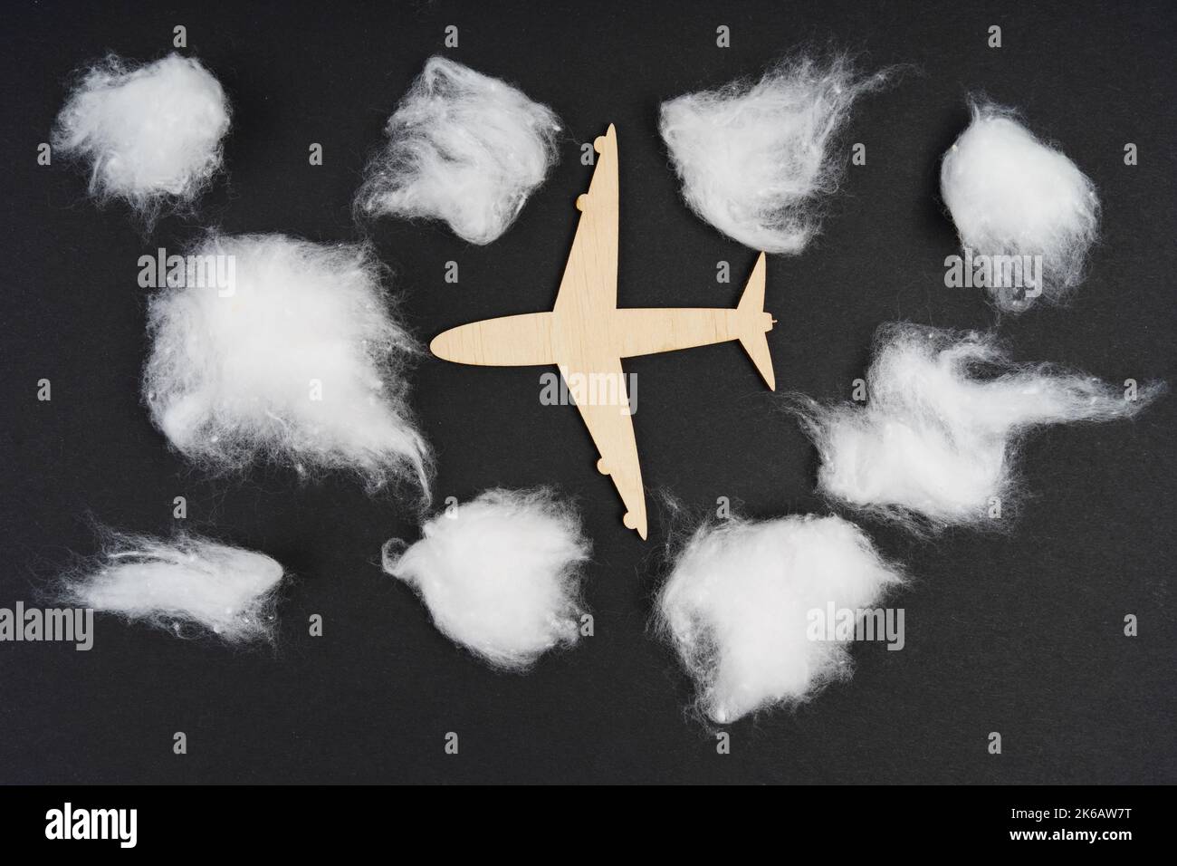 Transport and weather concept. The plane is flying among the clouds ...