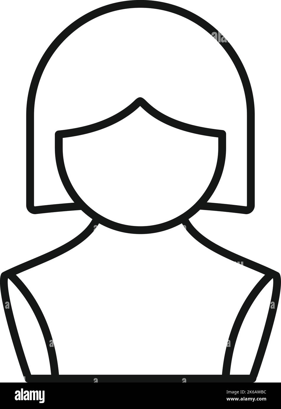 Short wig icon outline vector. Head style. Fashion model Stock Vector ...