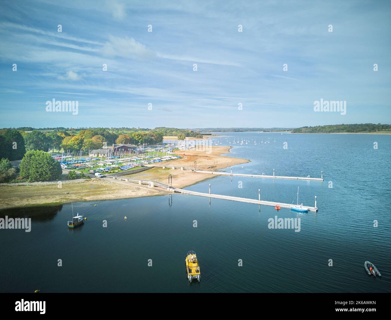 A yacht centre after a dry summer at the reservoir beside the village ...