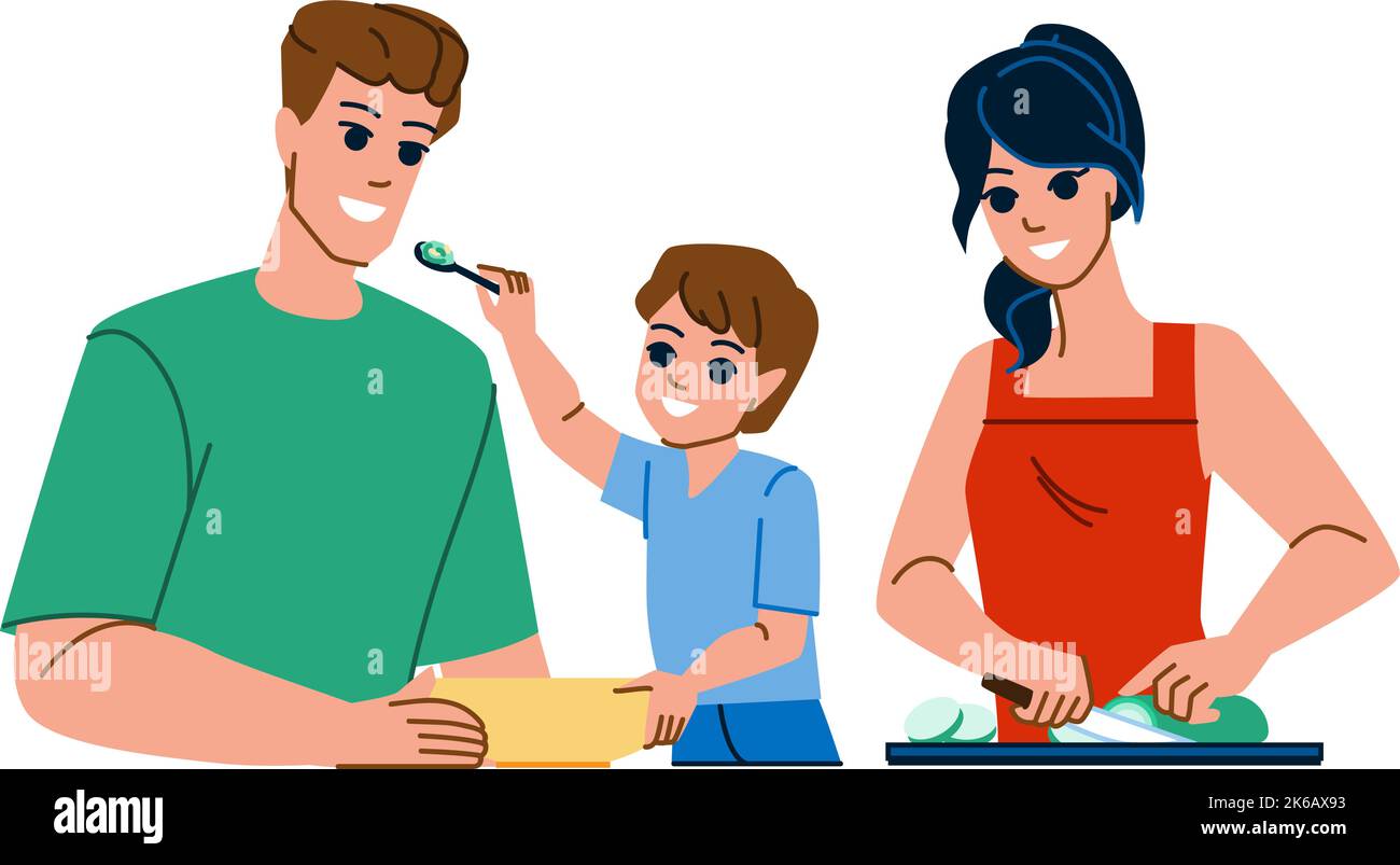 family eating vector Stock Vector Image & Art - Alamy