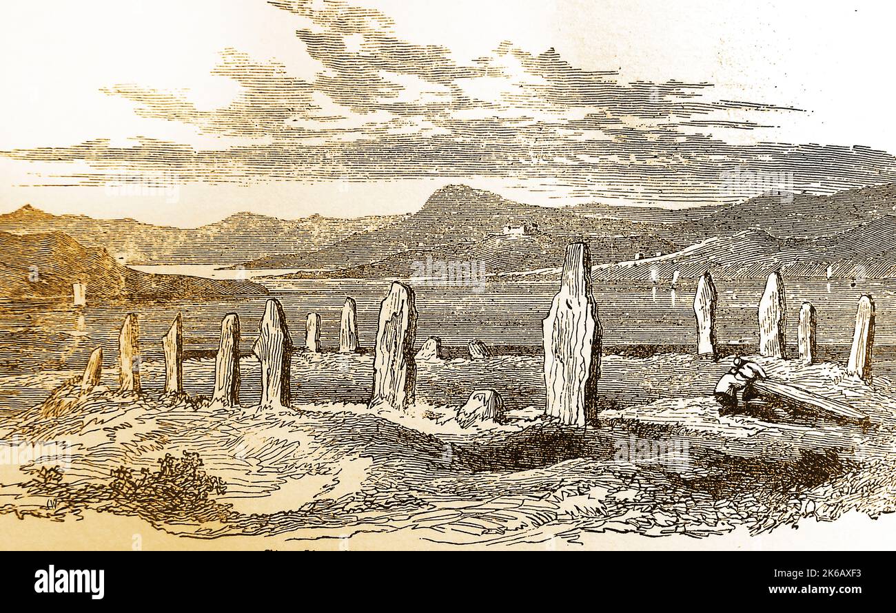 A 19th century engraving of the Stennis Standing Stones, Pomona ...