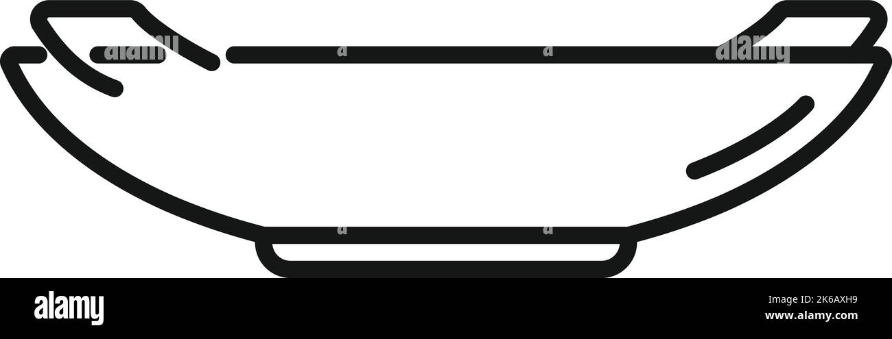 Oriental wok pan icon outline vector. Fry cooking. Asian cook Stock ...