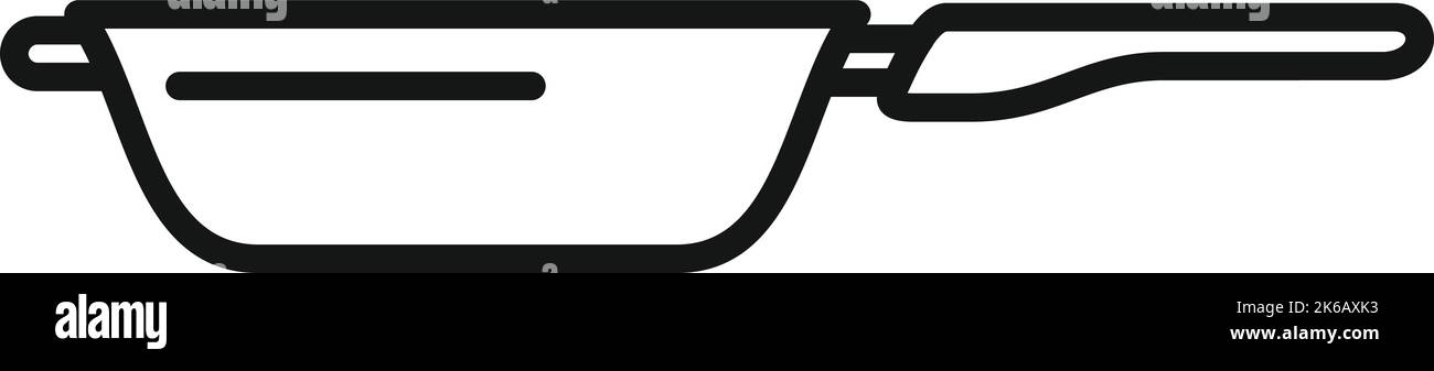 Chinese wok frying pan icon outline vector. Fry cooking. Food add Stock ...