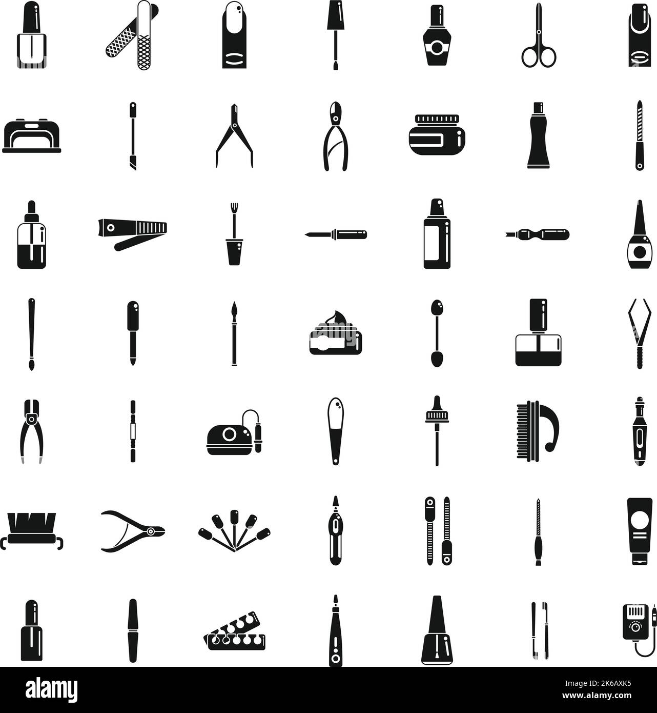 Equipment for manicure icons set simple vector. Nail pedicure. Art care ...