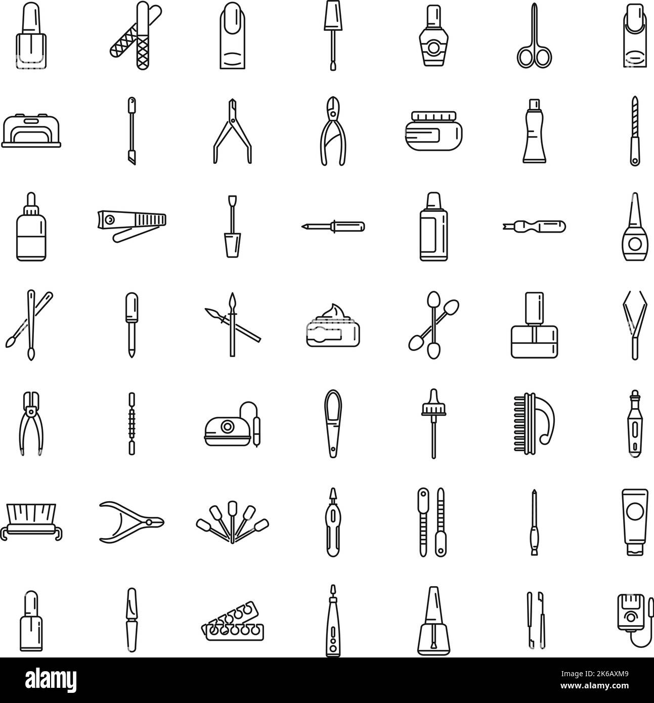 Equipment for manicure icons set outline vector. Nail pedicure. Art ...