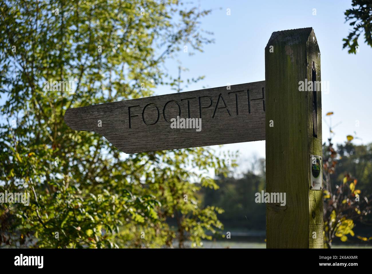 Hampshire county council footpath sign on the coastal walk in Fareham ...
