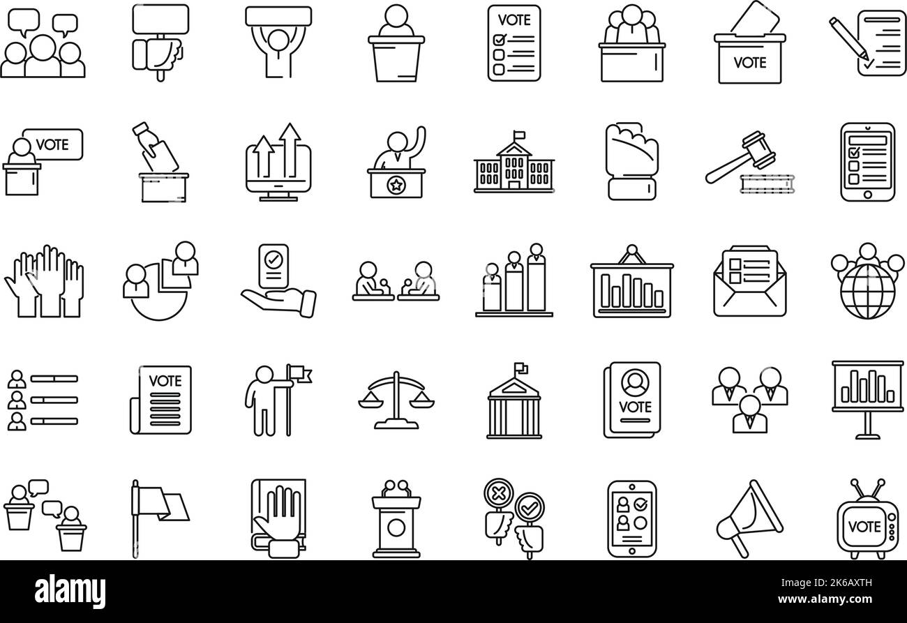 Democracy icons set outline vector. Human rights. Respect equality ...