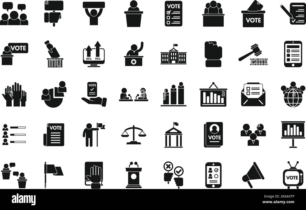 Democracy icons set simple vector. Human rights. Respect equality Stock ...