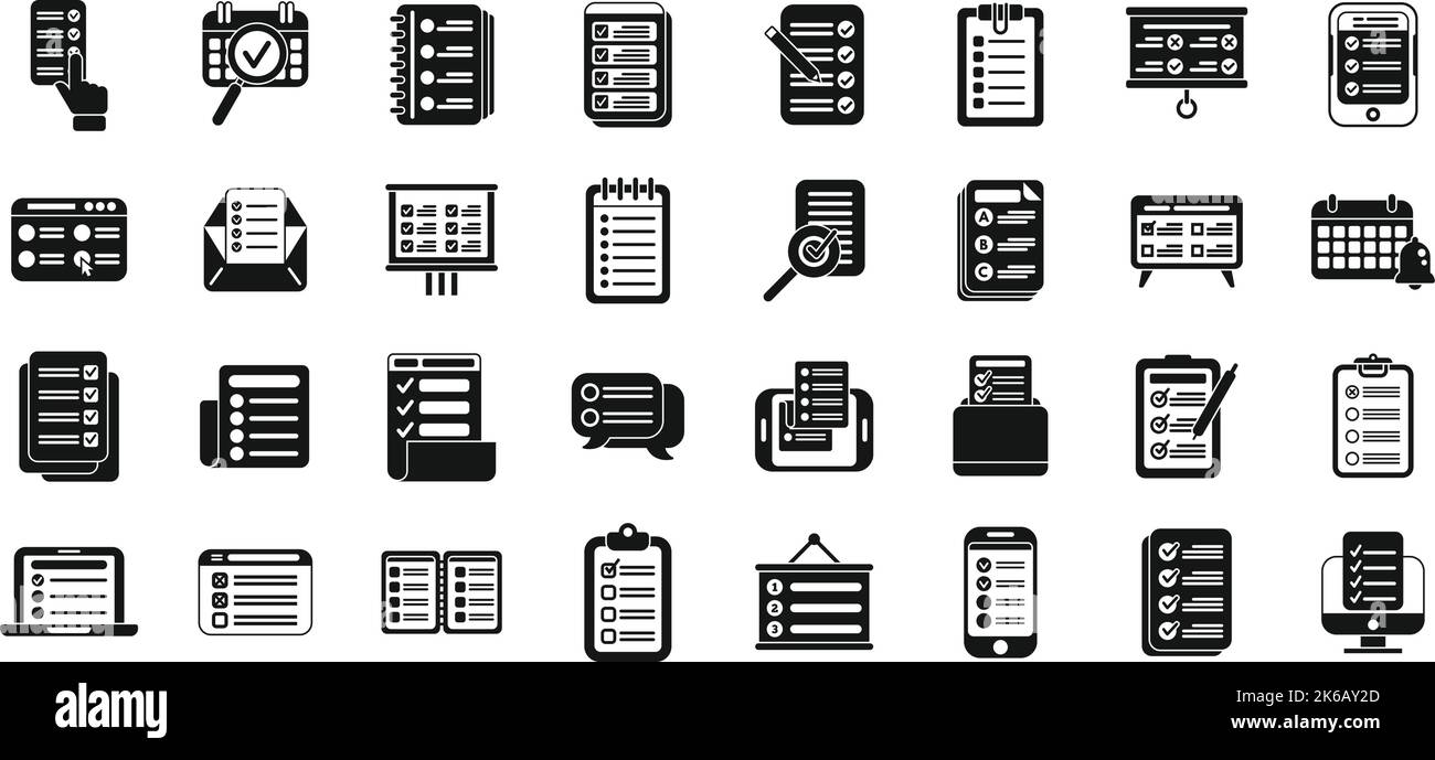 Task schedule icons set simple vector. Calendar agenda. Personal tech ...