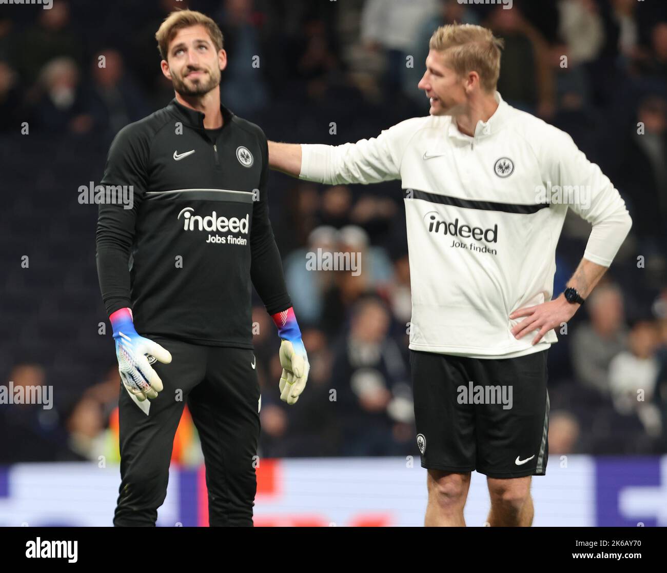 L-R Kevin Trapp of Eintracht Frankfurt and Goalkeeping coach Jan ...