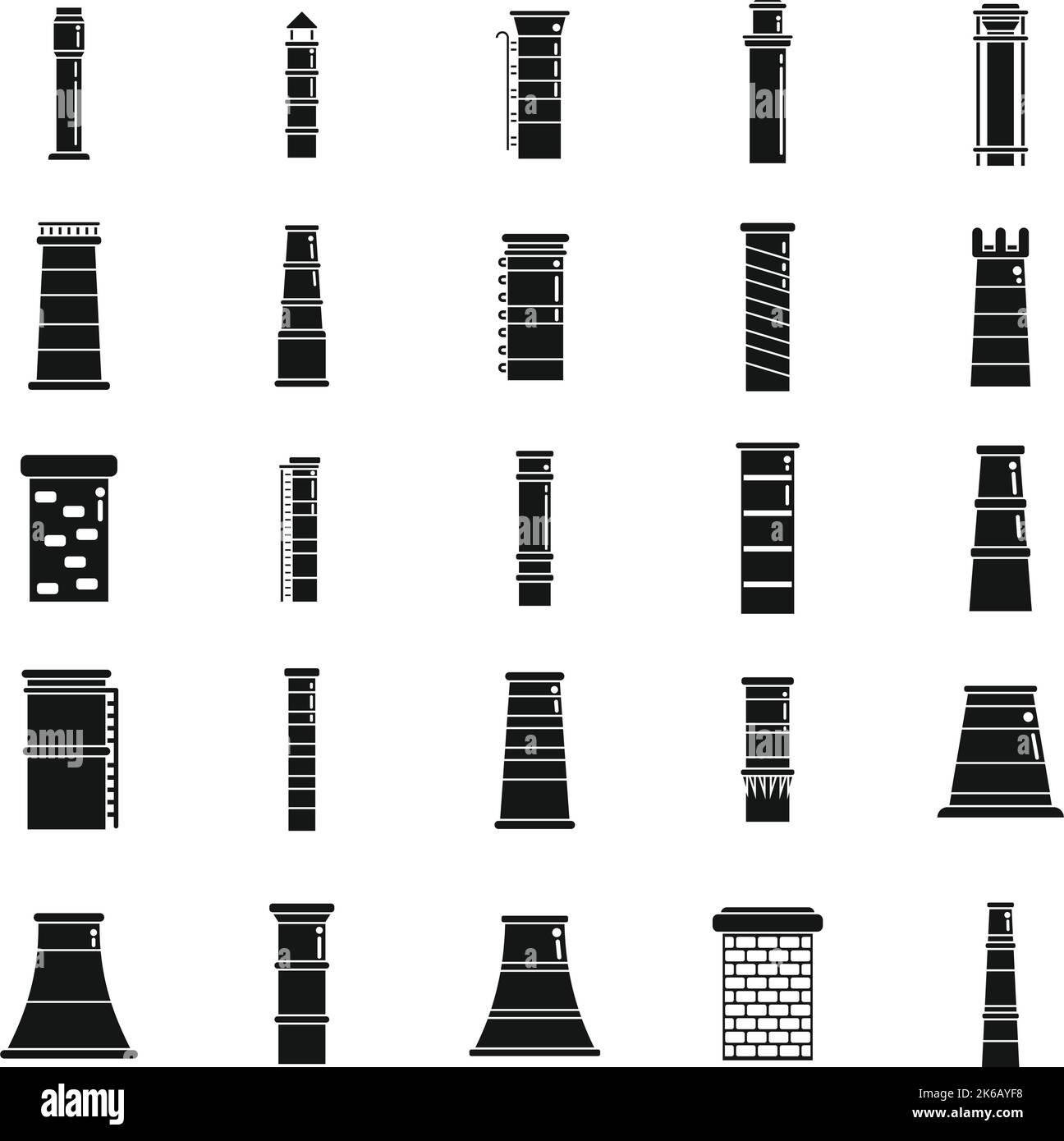 Chimney icons set simple vector. Roof sweep. Construction equipment ...