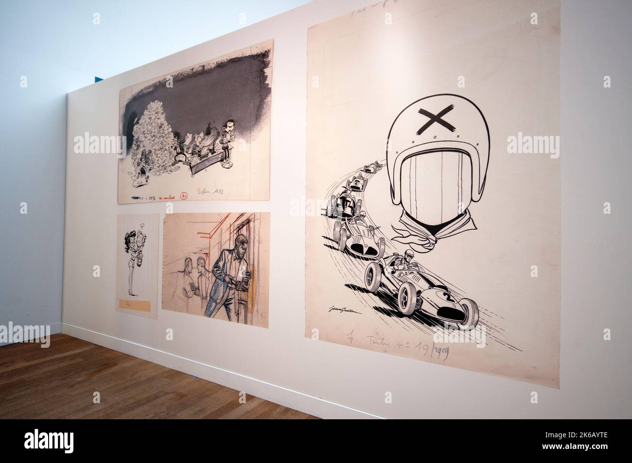 Sketches of comic strip at Comics Art Museum, Brussels, Belgium Stock ...