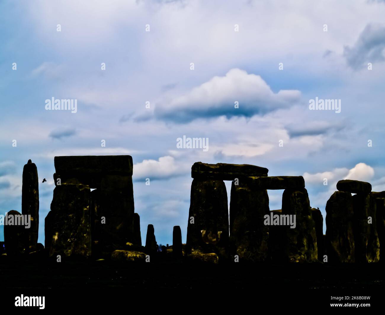 Stonehenge in silhouette under dramatic sky in united Kingdom Stock ...