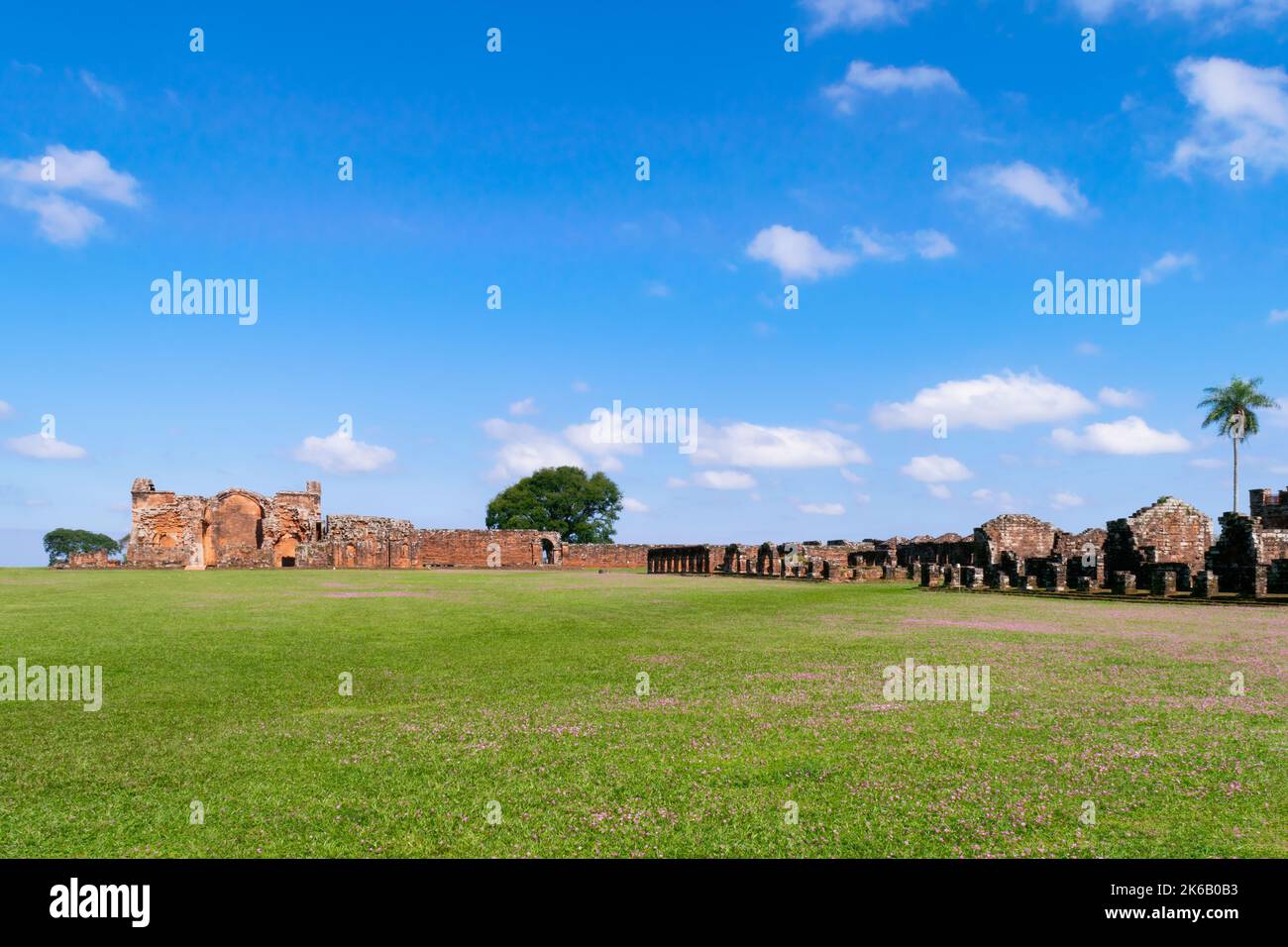 The Jesuit Mission of the Holy Trinity in the green field Stock Photo ...