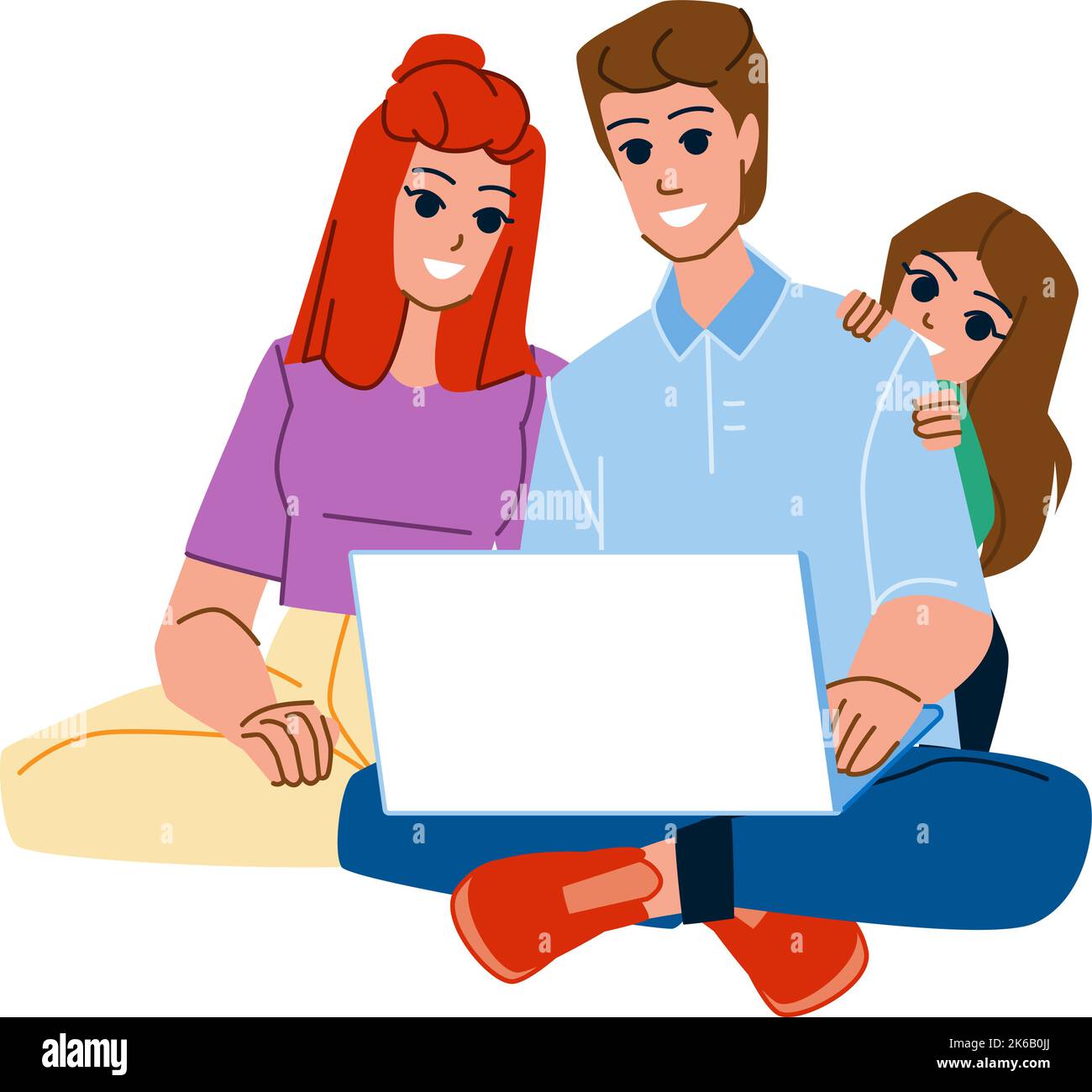 family using computer vector Stock Vector Image & Art - Alamy
