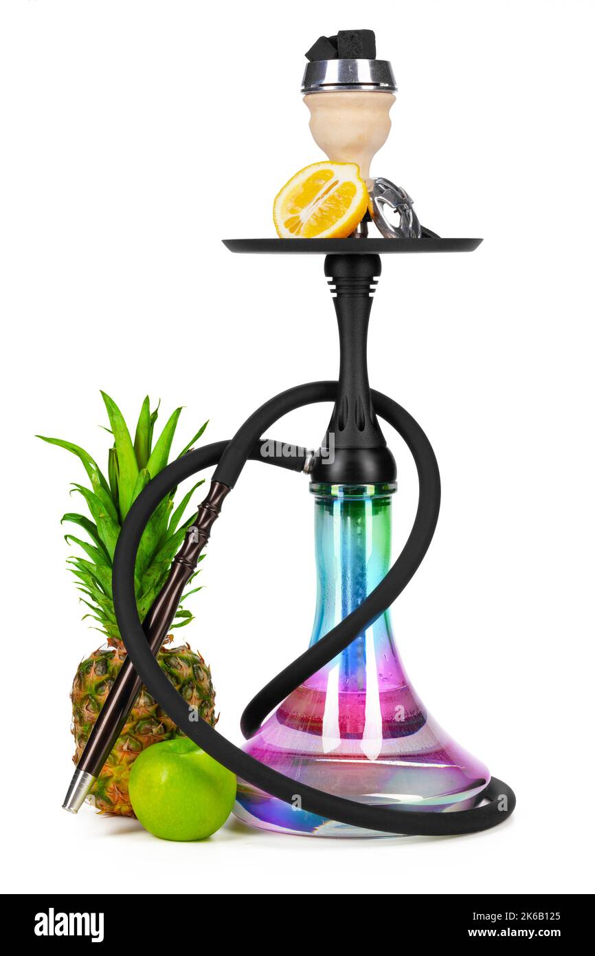 Hookah with fruits isolated on white background Stock Photo - Alamy