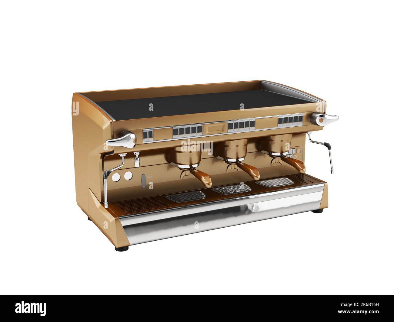 3D illustration of brown coffee machine for coffee shop perspective ...