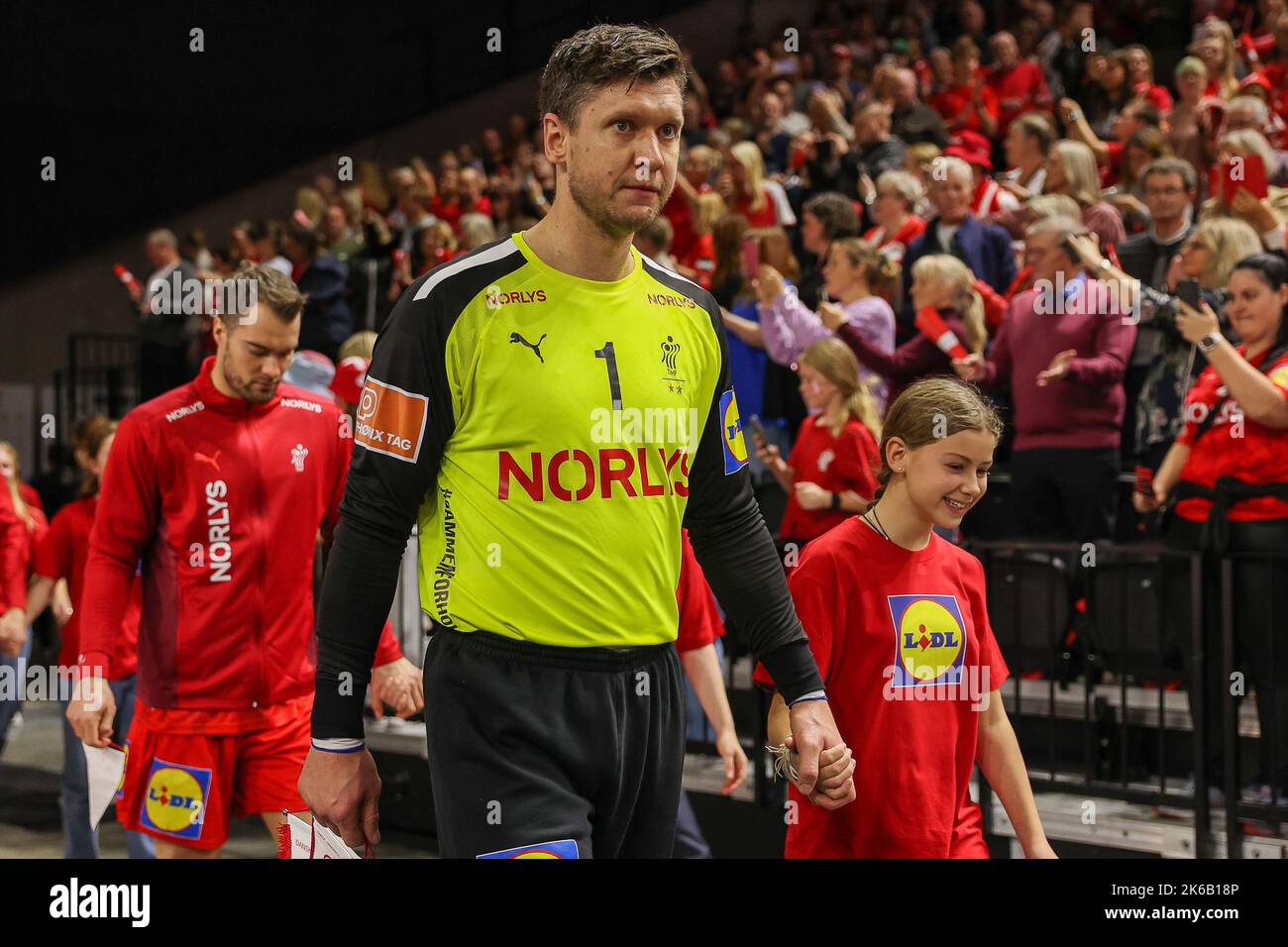 Copenhagen, Denmark. 12th Oct, 2022. Niklas Landin (1) of Denmark seen ...
