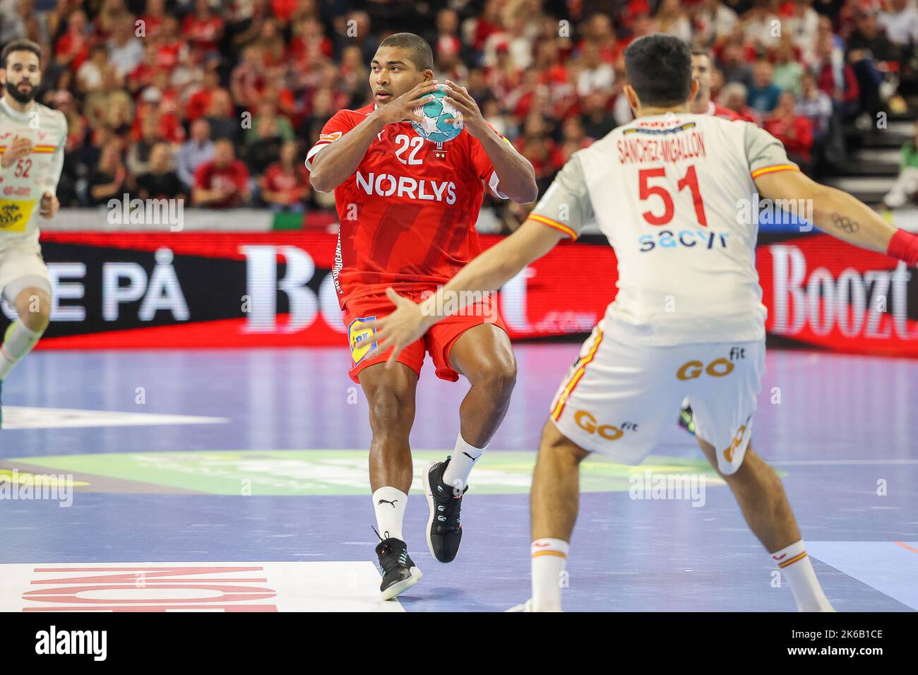 Copenhagen, Denmark. 12th Oct, 2022. Mads Mensah Larsen (22) of Denmark seen during the EHF Euro ...