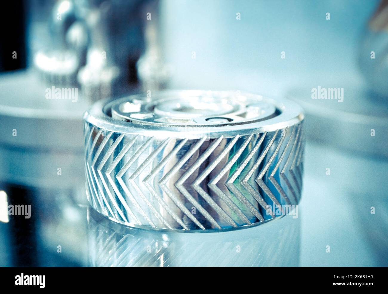 Object printed on metal 3d printer close-up. Object printed in laser ...