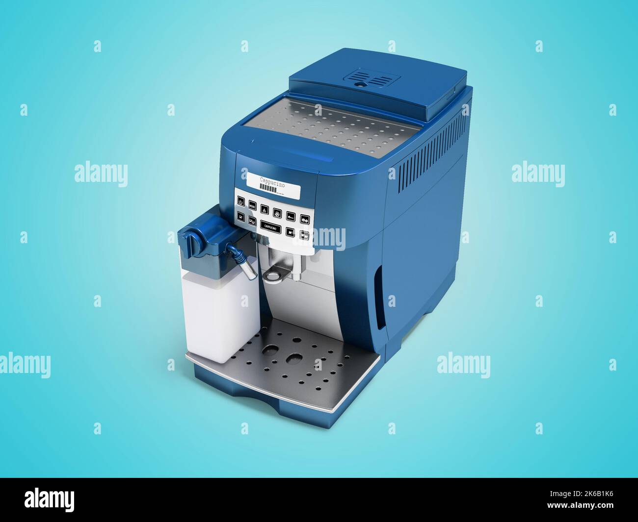 3d illustration of dove automatic cappuccino machine on blue background ...