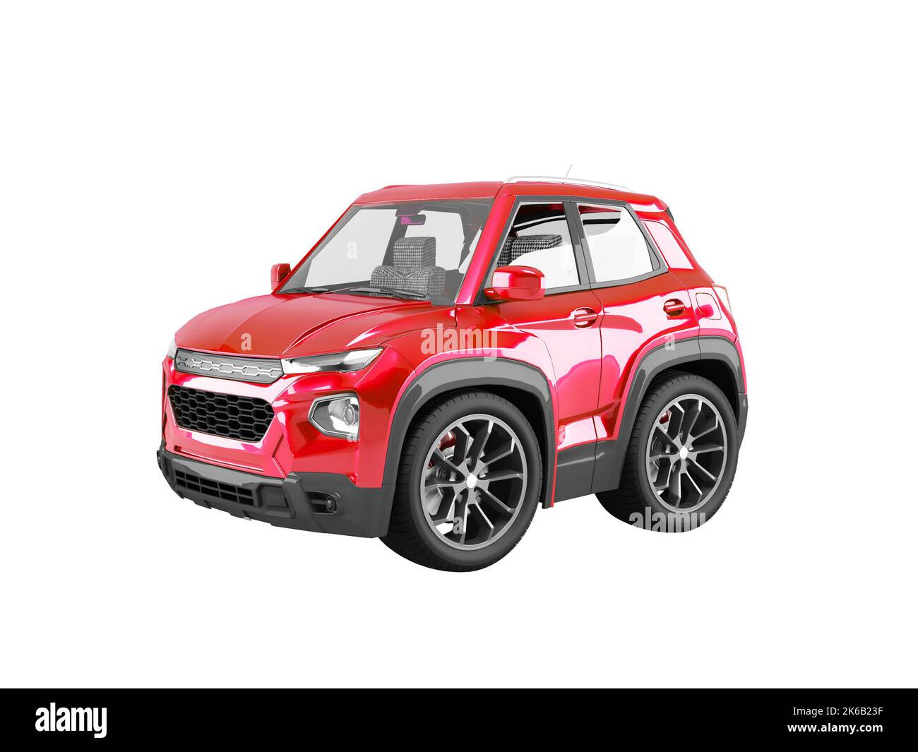 3d illustration of red car front cartoon style on white background no ...
