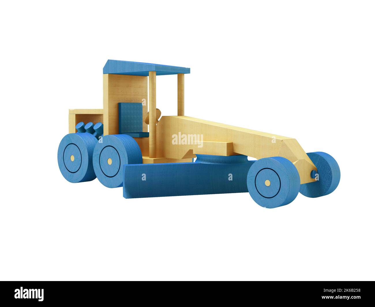 3d illustration of wooden toy grader perspective on white background no ...