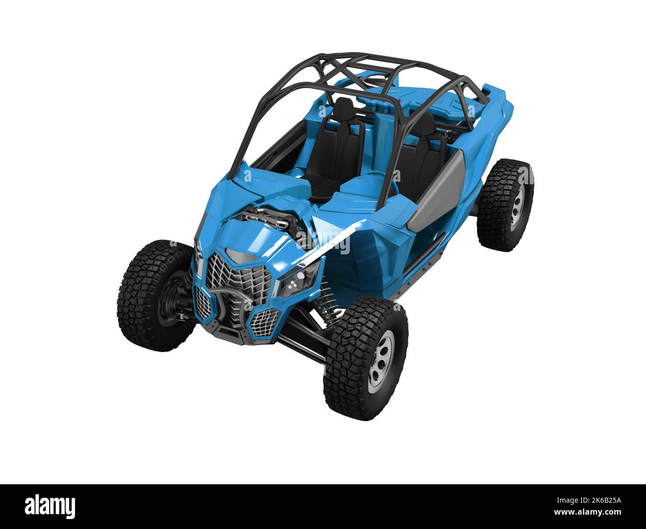 3d illustration perspective view of blue rally car on white background ...