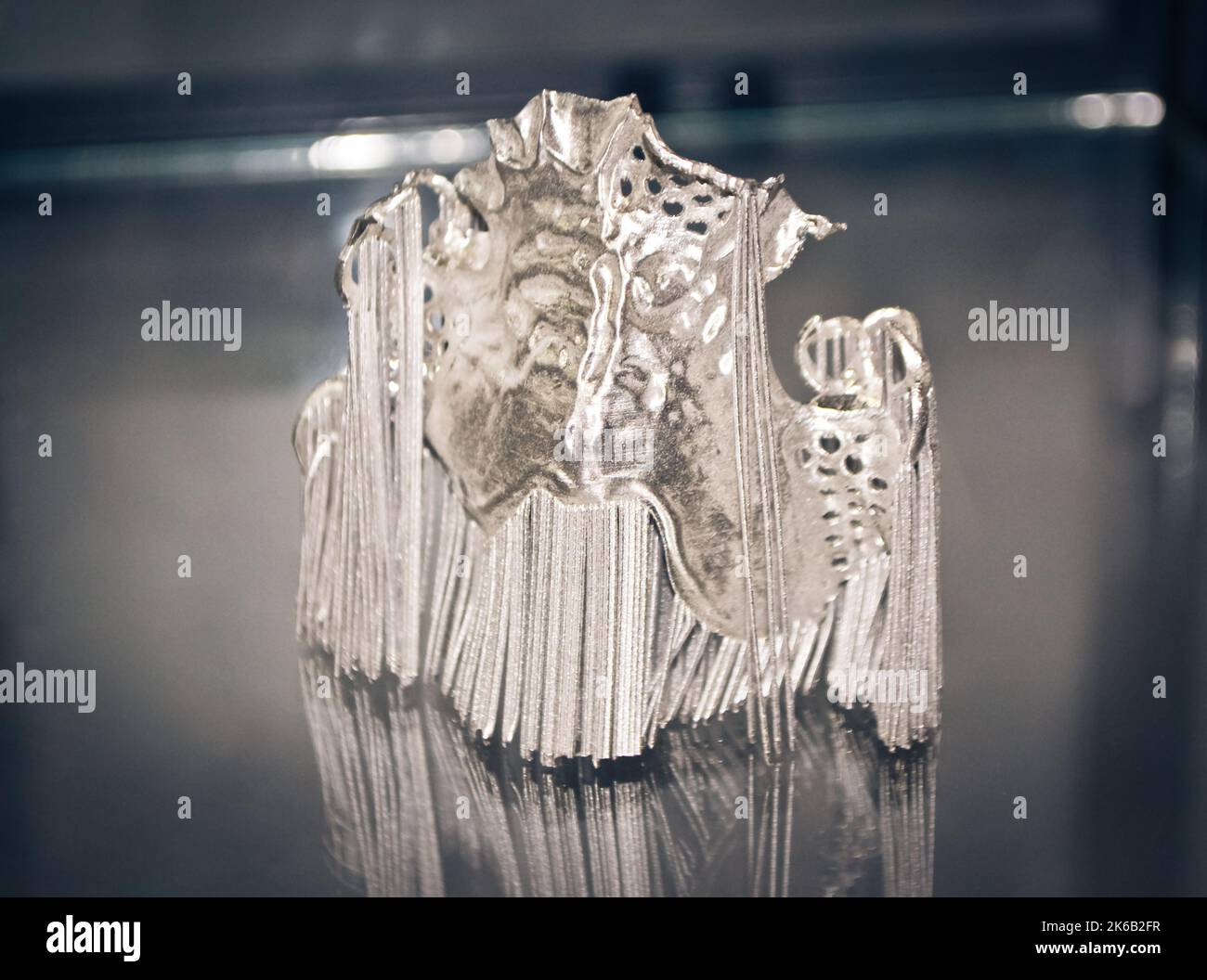 Object printed on metal 3d printer close-up. Object printed in laser ...