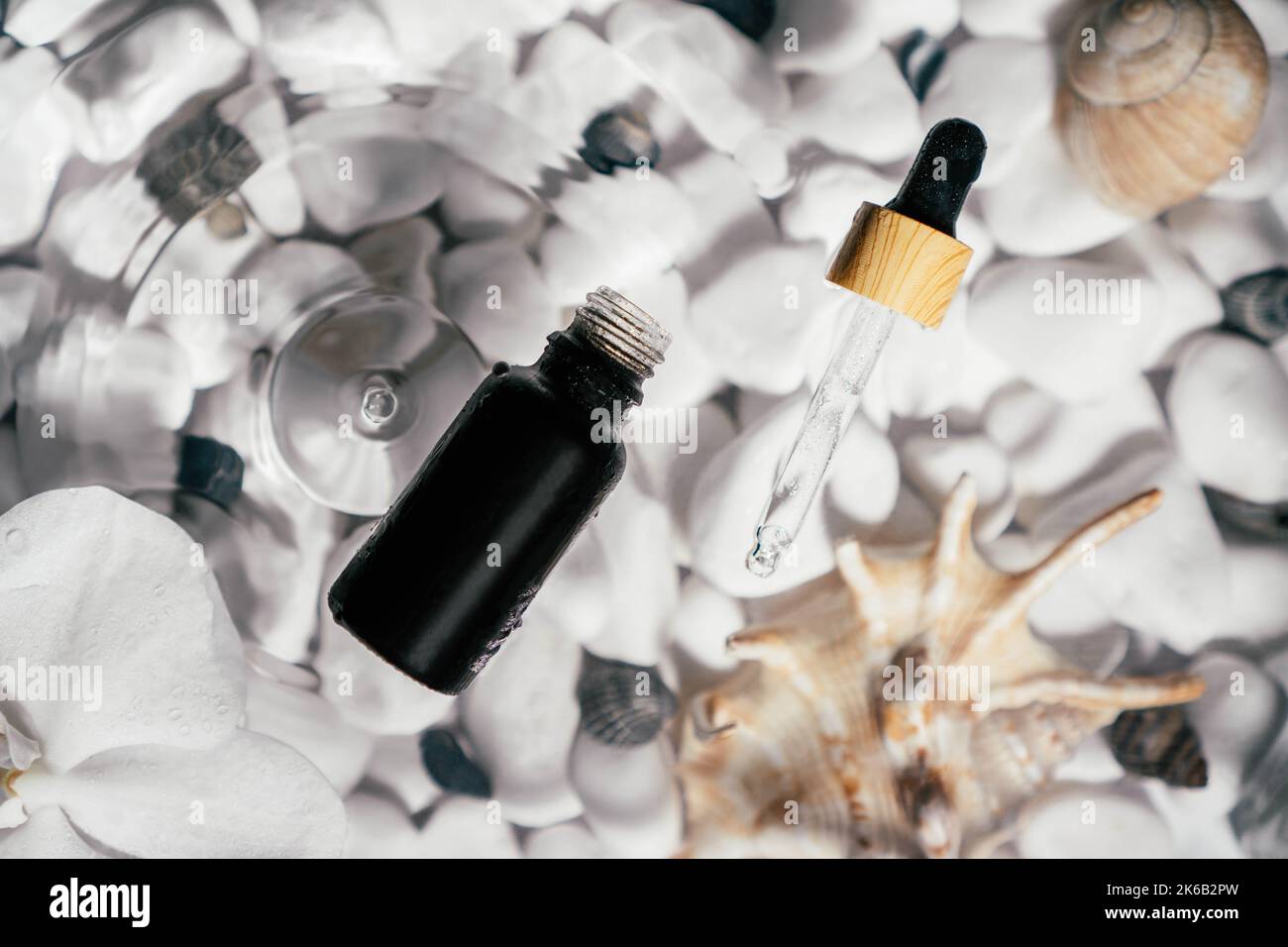 Facial pipette serum oil, essence cosmetic product in bottle on ...