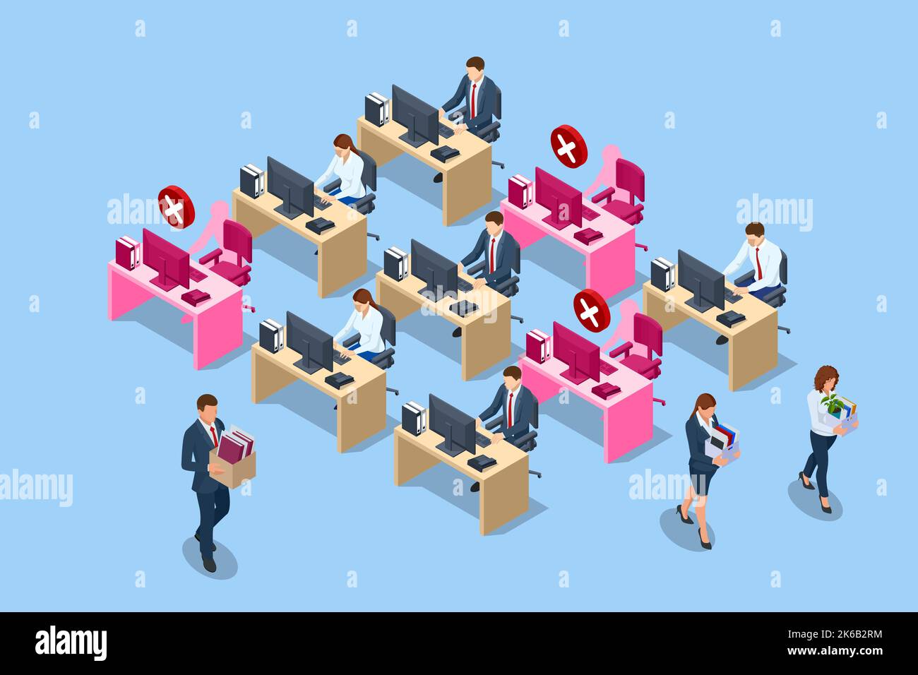 Isometric Layoffs and Dismissal. Workforce Reduction, Downsizing ...