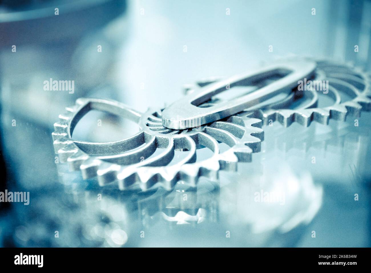 Object printed on metal 3d printer close-up. Object printed in laser ...