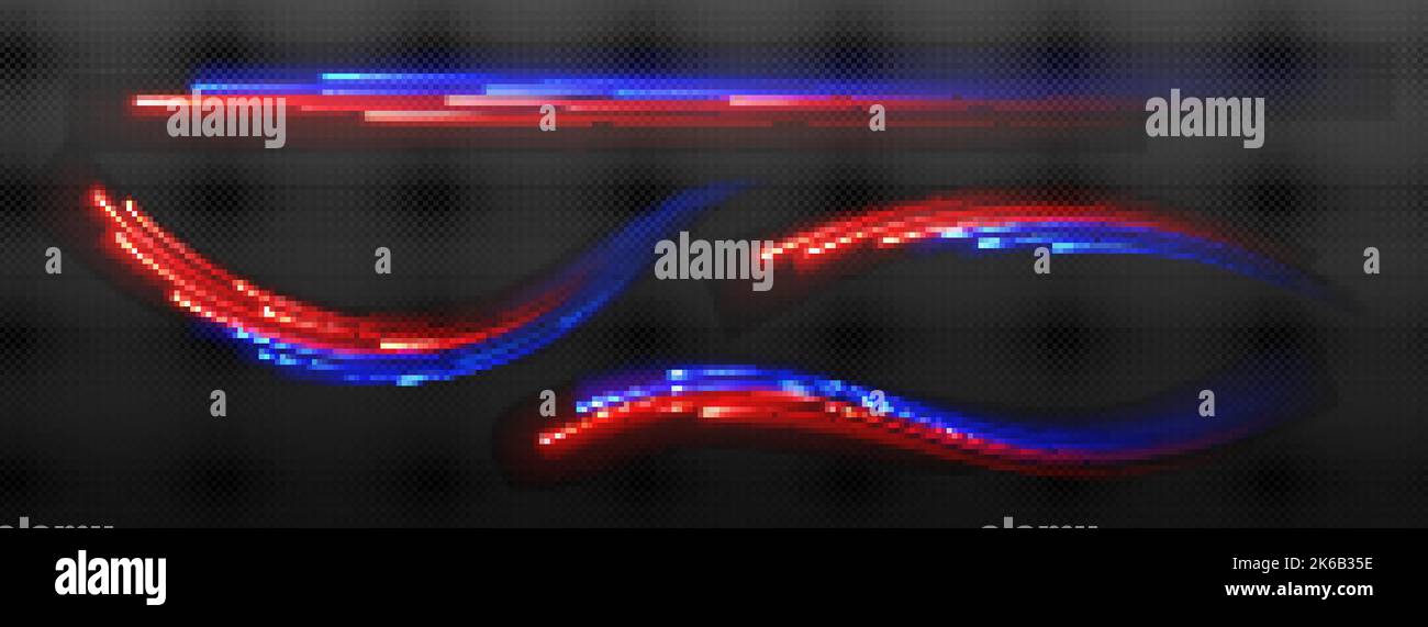 Abstract light speed motion trails. Dynamic glowing road streaks. Futuristic flash, movement ...