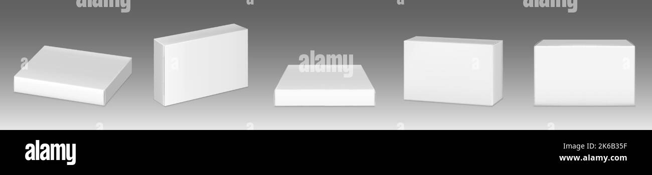 White package box template. Vector realistic mockup of medical products ...