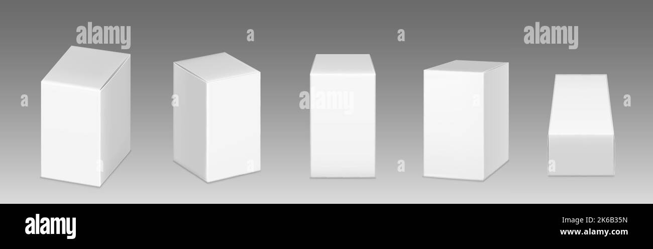 Realistic set of box mockups png isolated on gray background. Vector ...