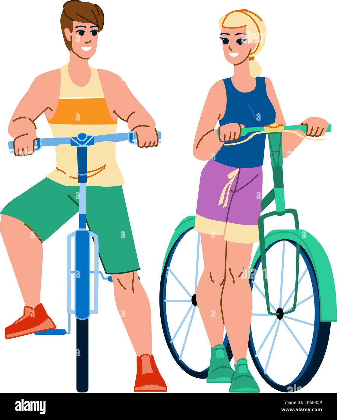 couple biking vector Stock Vector Image & Art - Alamy
