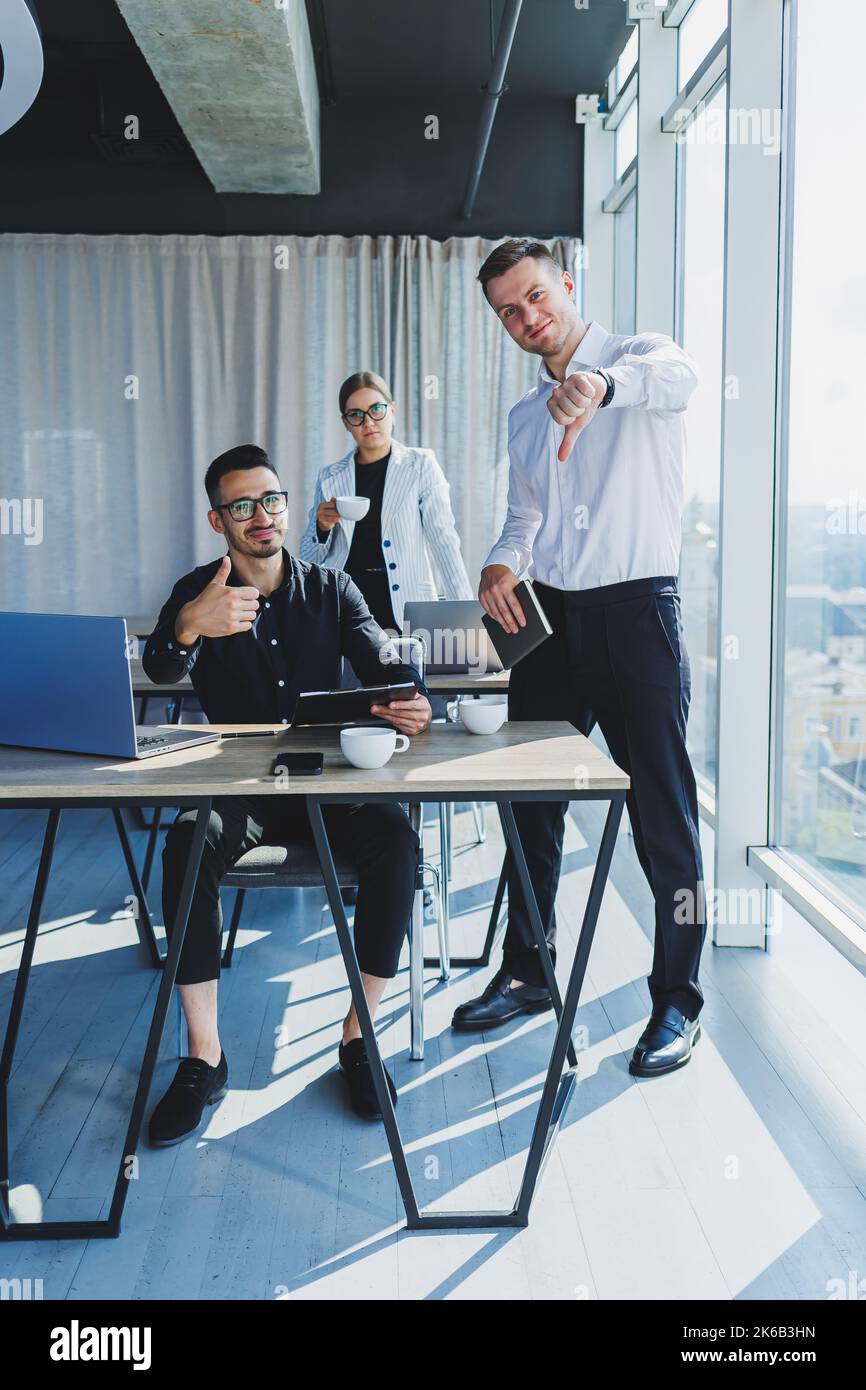 Caucasian male CEO businessman leader with team of diverse colleagues ...