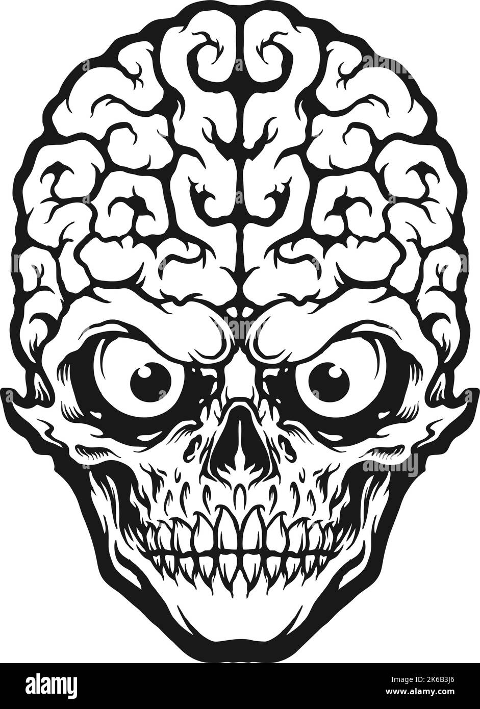 Head Skull Brain Mascot Silhouette Vector illustrations for your work ...