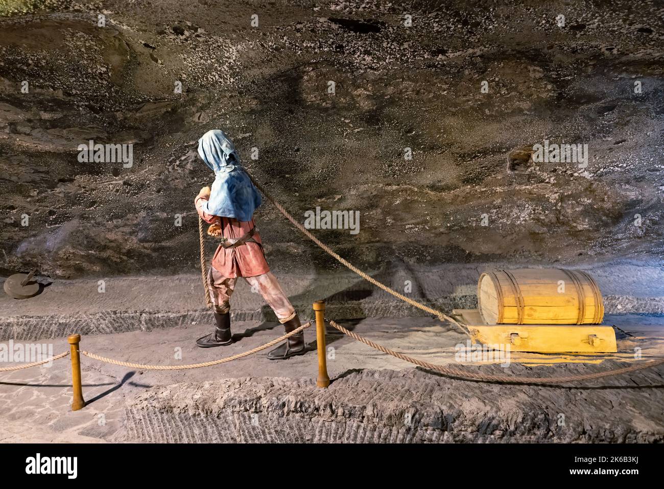 A miner carrying trolley statue in Wieliczka Salt Mine museum in ...