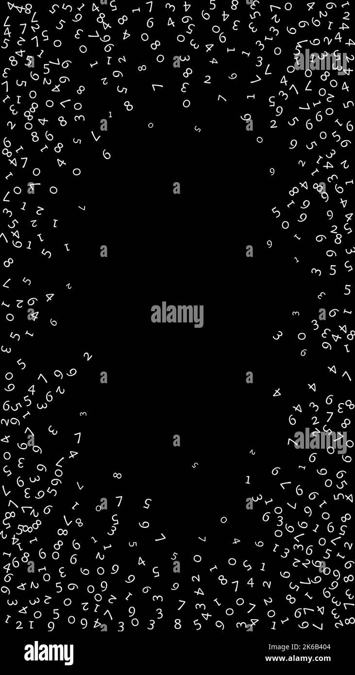 Falling numbers, big data concept. Binary white random flying digits ...