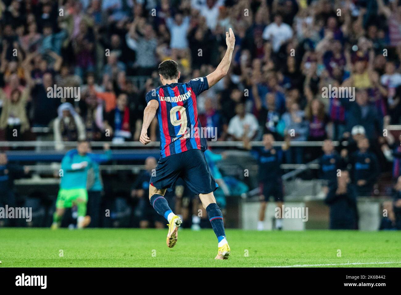 Robert Lewandowski of FC Barcelona celebrating a goal during the UEFA ...
