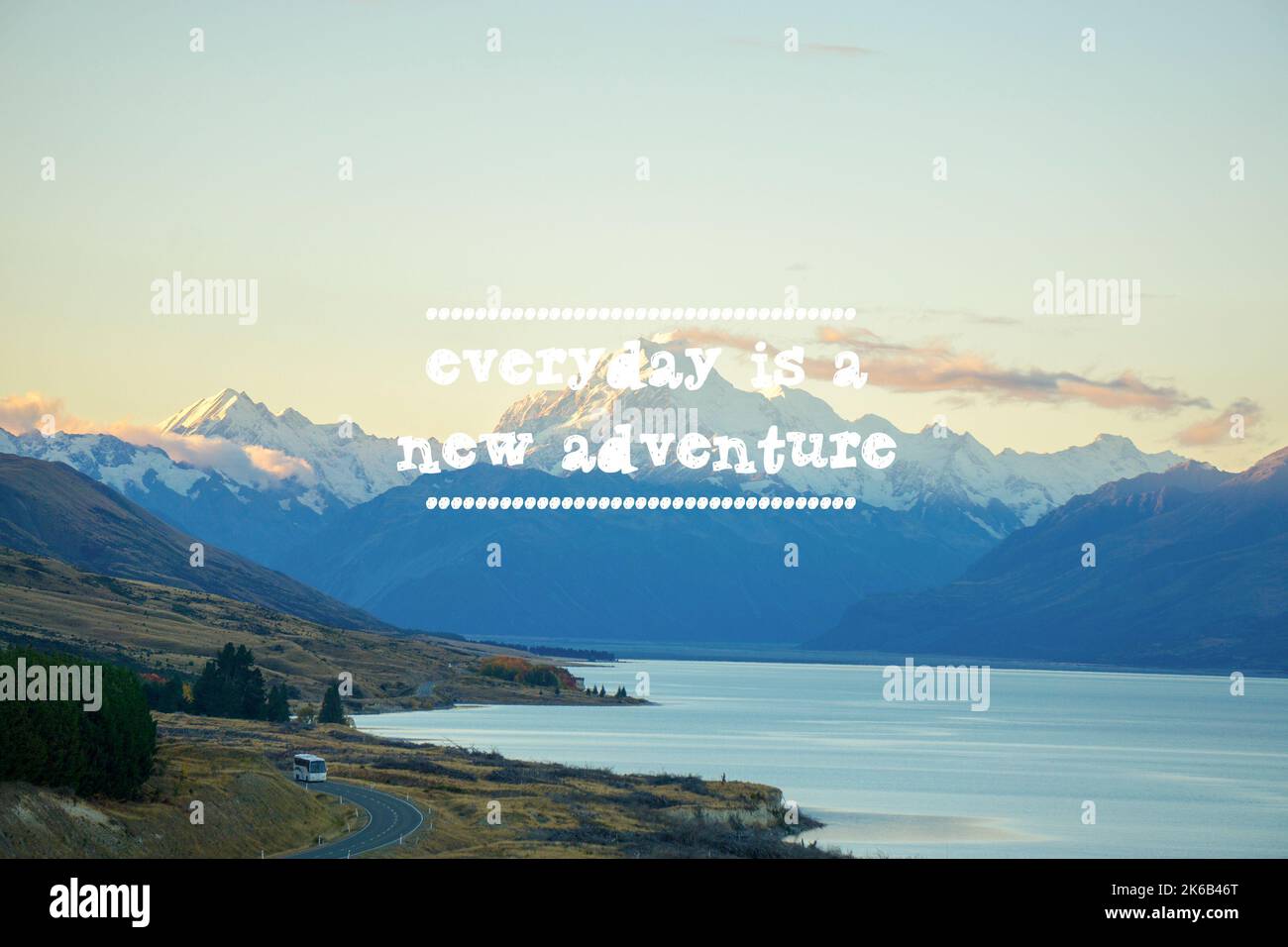 Travel inspirational quote with phrase every day is a new adventure ...