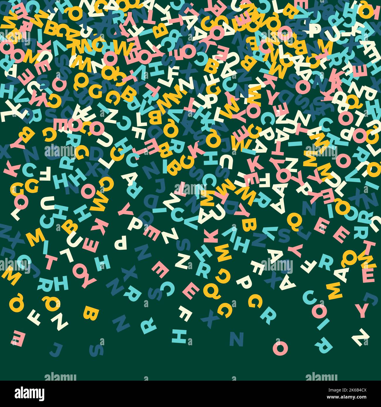 Falling letters of English language. Pastel flying words of Latin ...